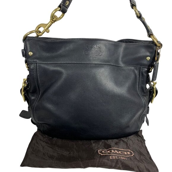 Coach | Bags | Coach 2669 Black Zoe Carly Leather Hobo Bag Gold ...